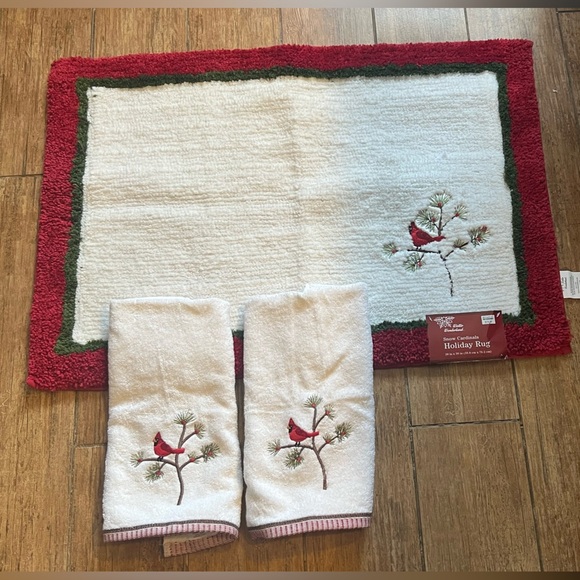 Snow Cardinals | Bath | Nwtsnow Cardinals 3 Piece Set Rug And 2 ...